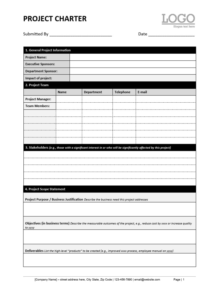 Project Charter Template Guide | PDF | Business