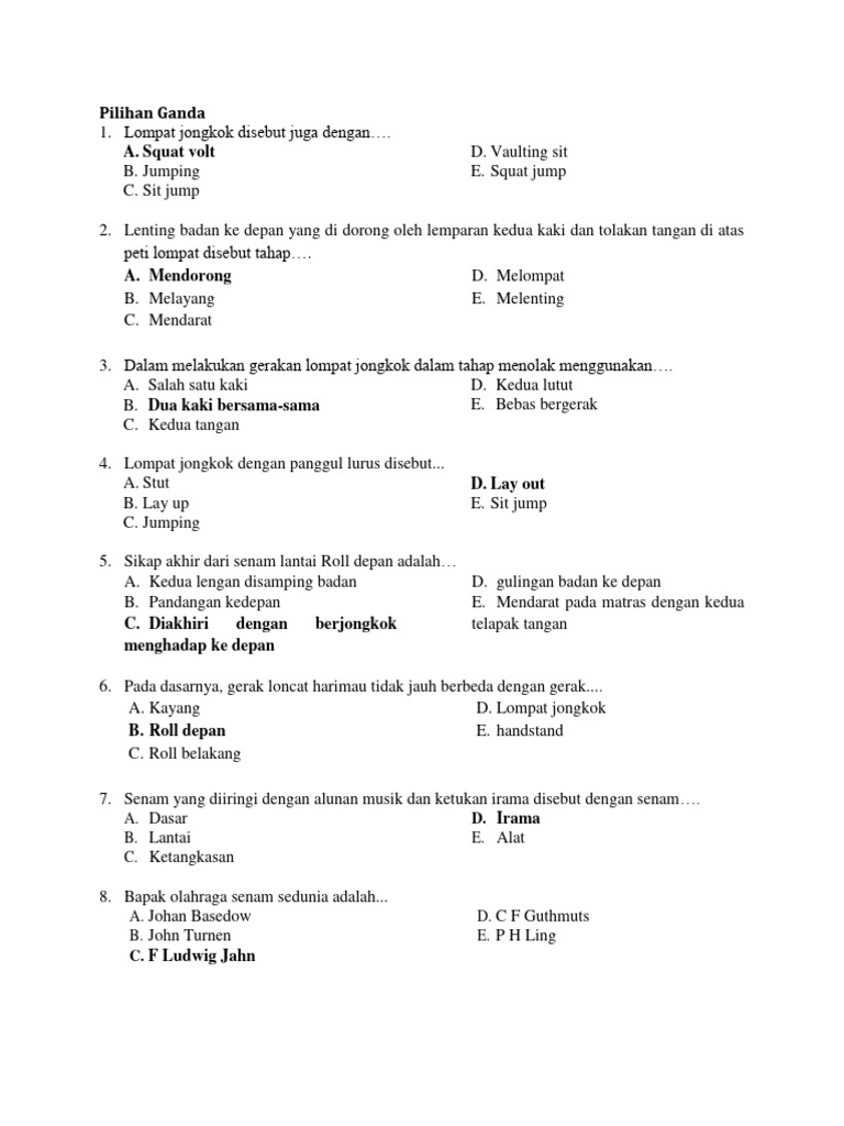 Kisi-Kisi PJOK | PDF