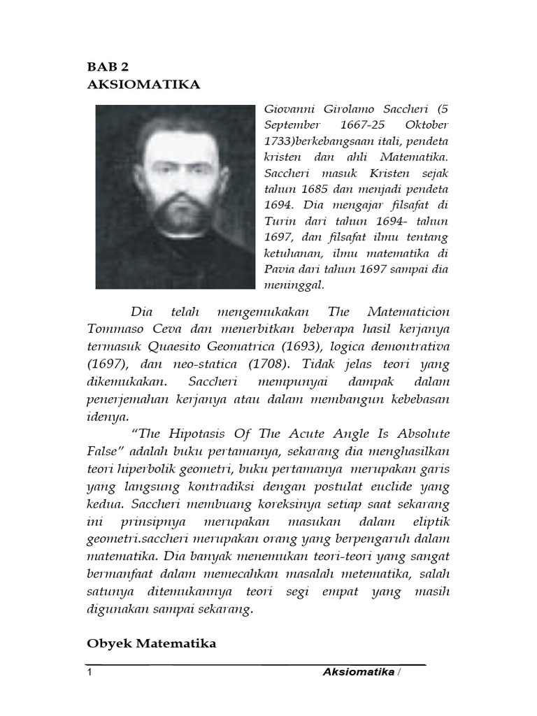 Saccheri dan Aksiomatika Geometri | PDF | Filsafat