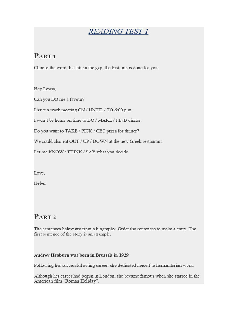 Reading Test 1 | PDF | Fifa World Cup