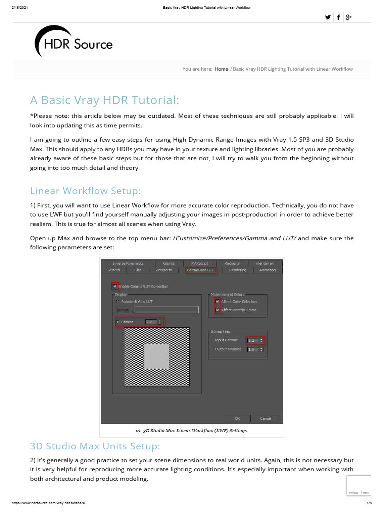 Basic Vray HDR Lighting Tutorial With Linear Workflow2 | PDF | Color Balance | Camera
