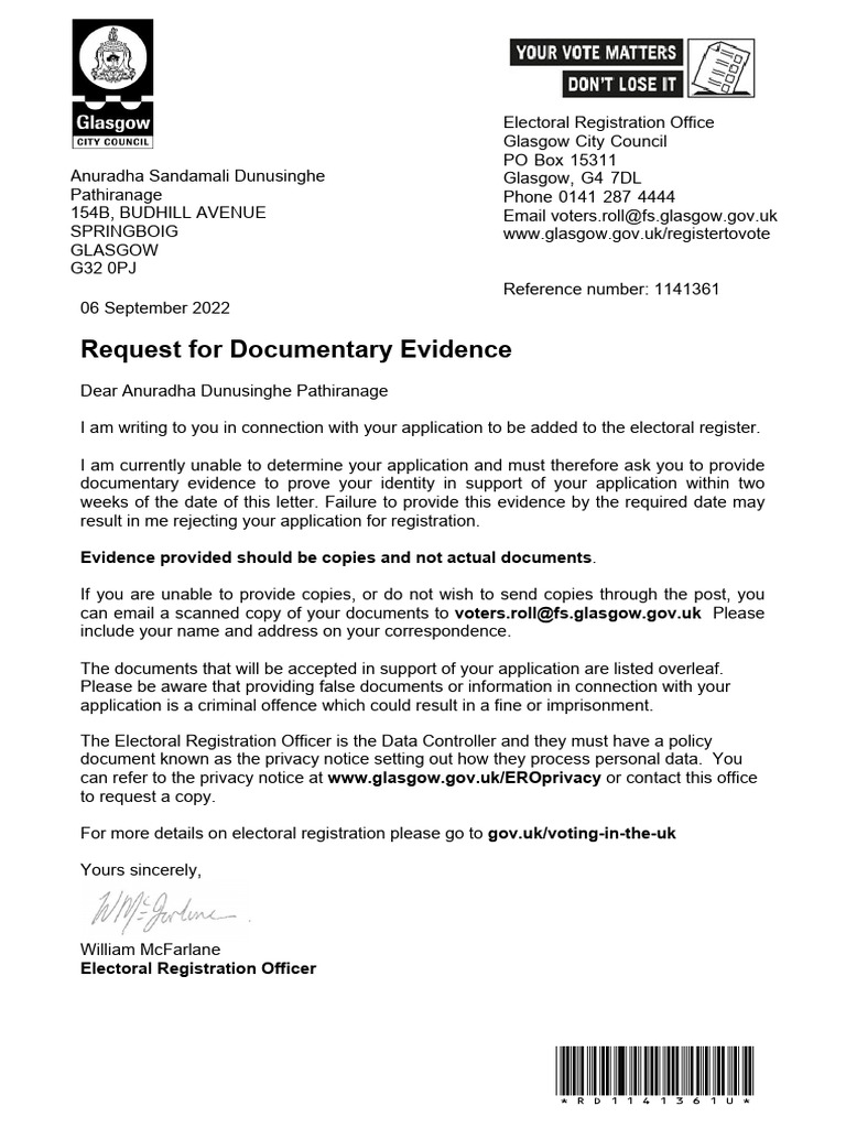Request Documentary Evidence | PDF | Identity Document | Government