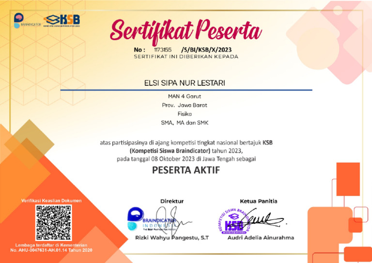 Cert - Fisika - KSB 2023 | PDF