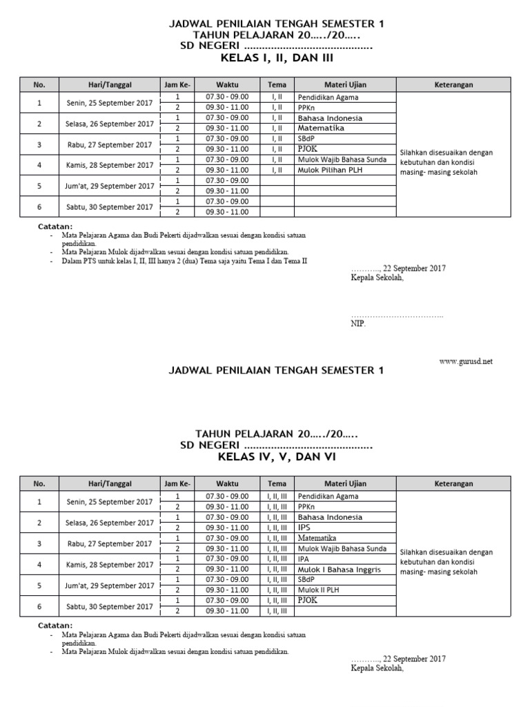 Contoh Jadwal PTS | PDF Contoh Jadwal PTS | PDF