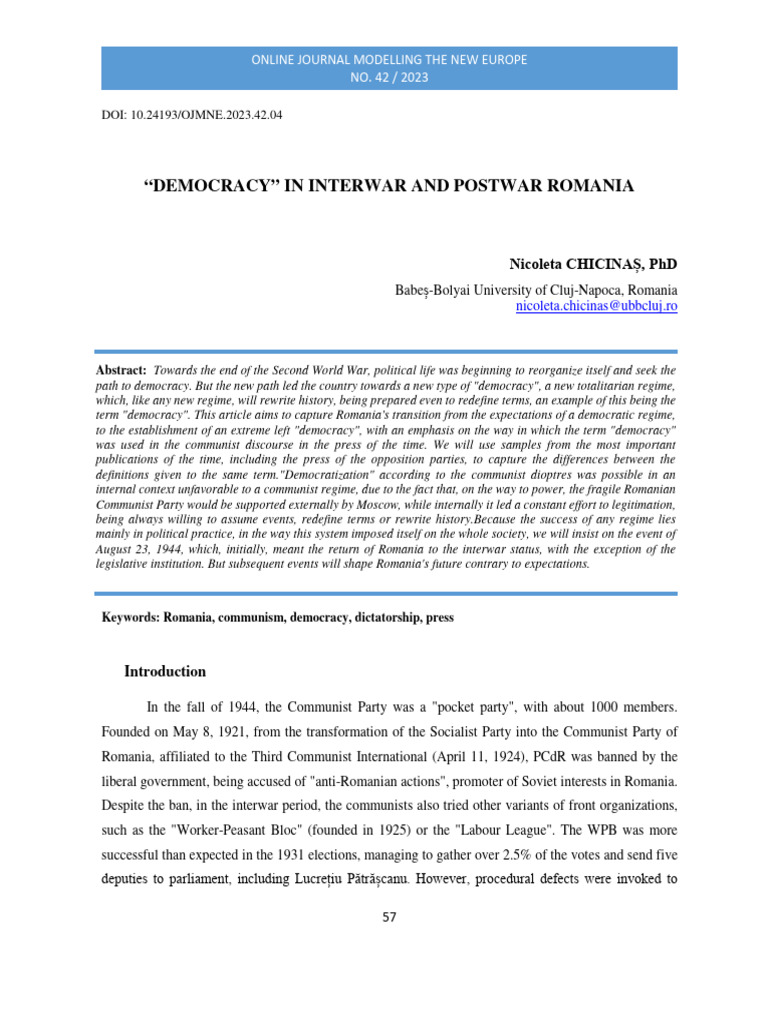 Modelling 2023 OJMNE-SEPTEMBRIE2023 NC 1-4 | PDF | Communism | Romania