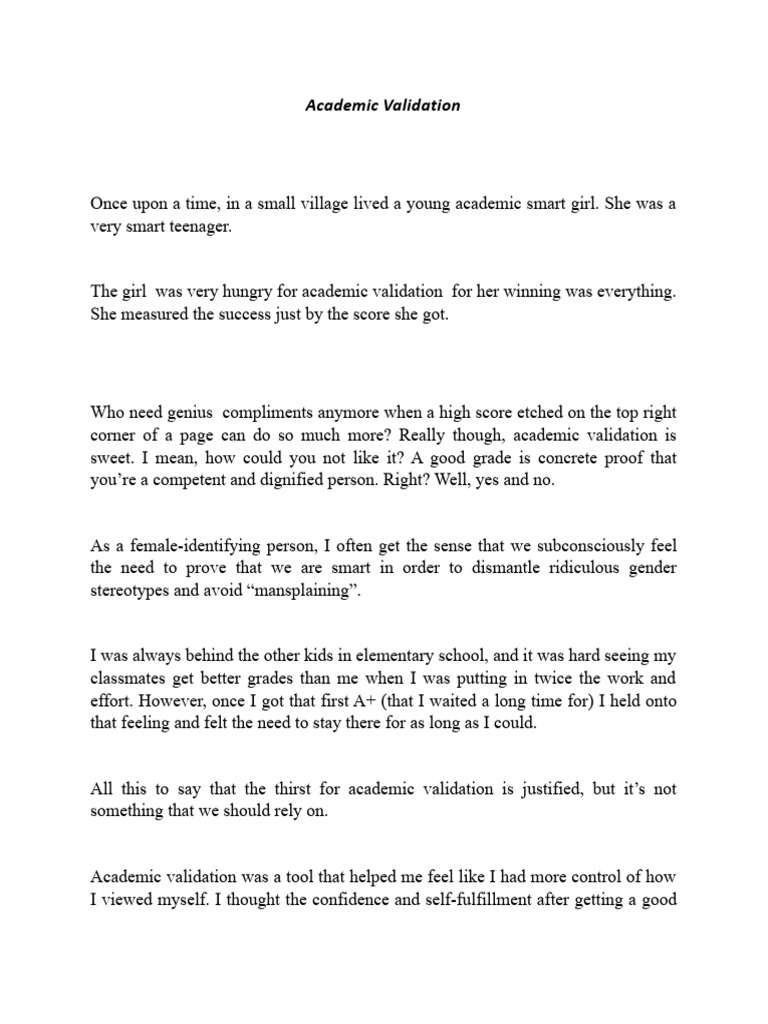 Academic Validation | PDF | Thought | Self Esteem