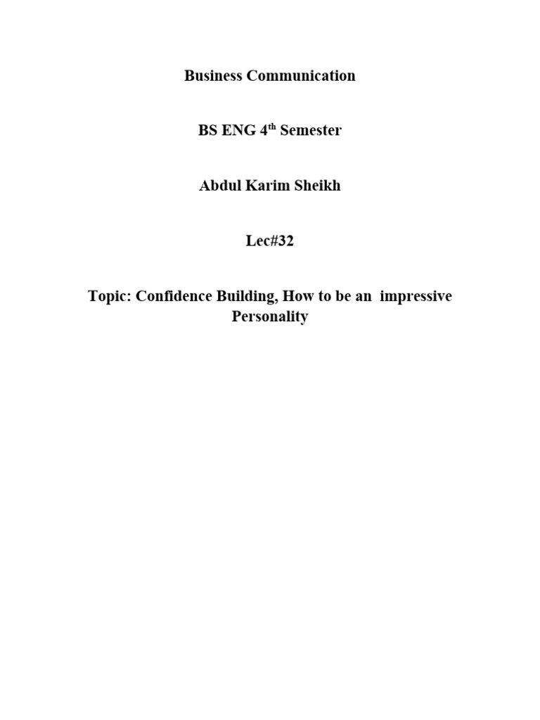 Lec-32 Confidence Building, How To Be Impressive Personality (Business Communication) | Download ...