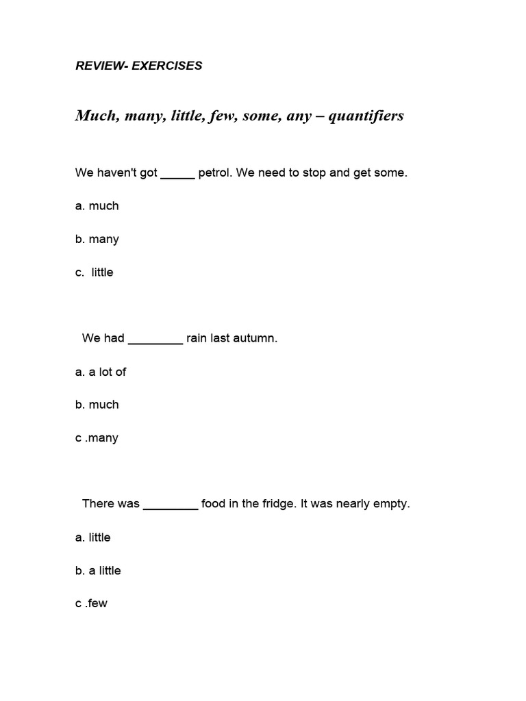 Review Quantifiers | PDF