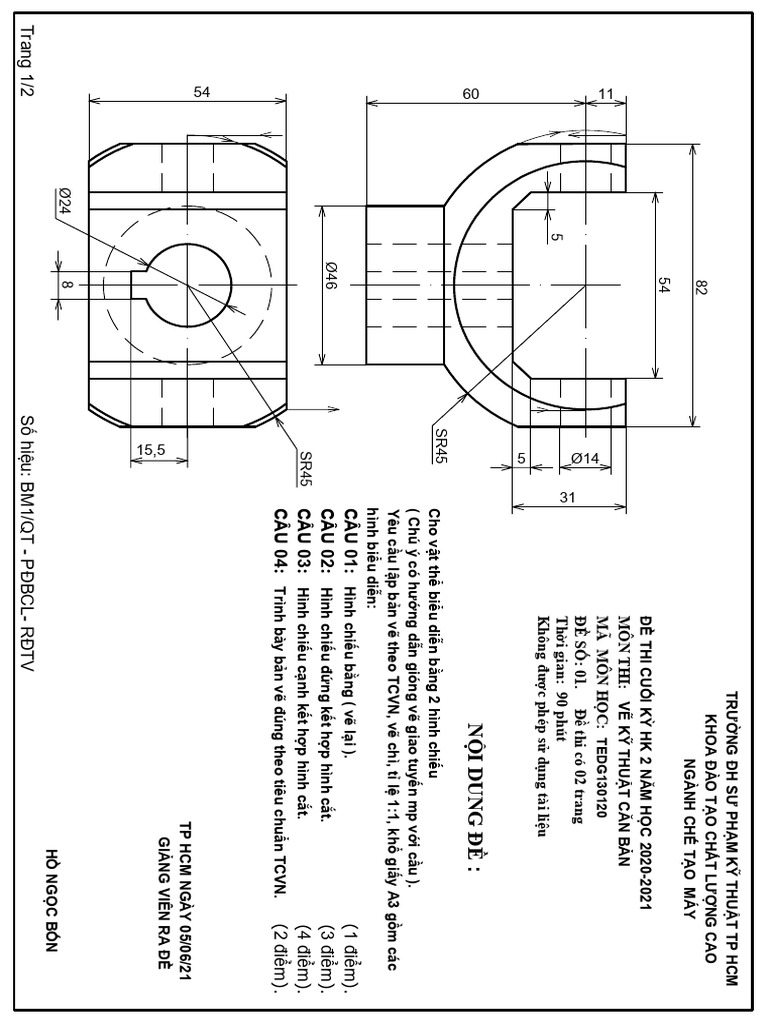 De Thi Mon VKT Co Ban Thi Ngay 5-6-21 | PDF