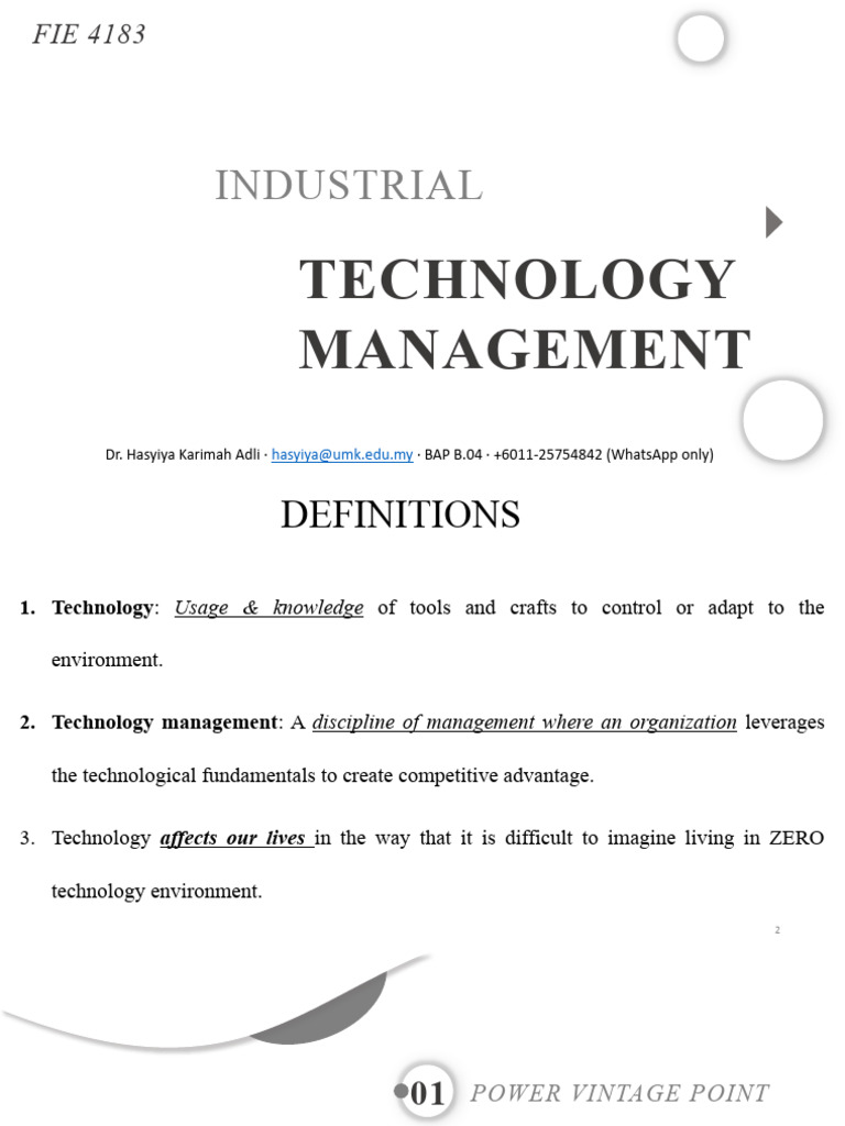 Chapter 1 Industrial Technology Management | PDF | Cost Of Living | Secondary Sector Of The Economy
