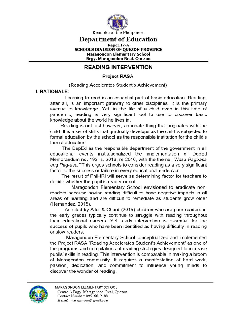 Reading Intervention | PDF | Teachers | Learning