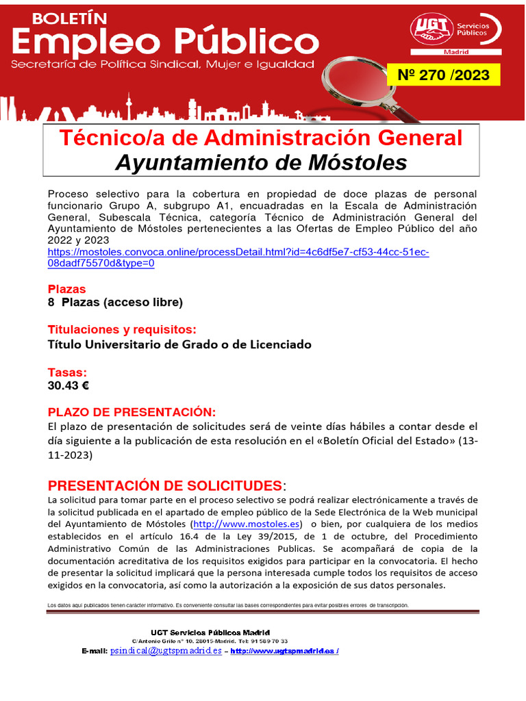 Boletín Diario de Empleo Público (13 de Noviembre de 2023) | Descargar ...