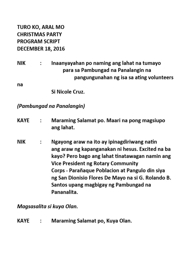 Master of Ceremony Script | PDF