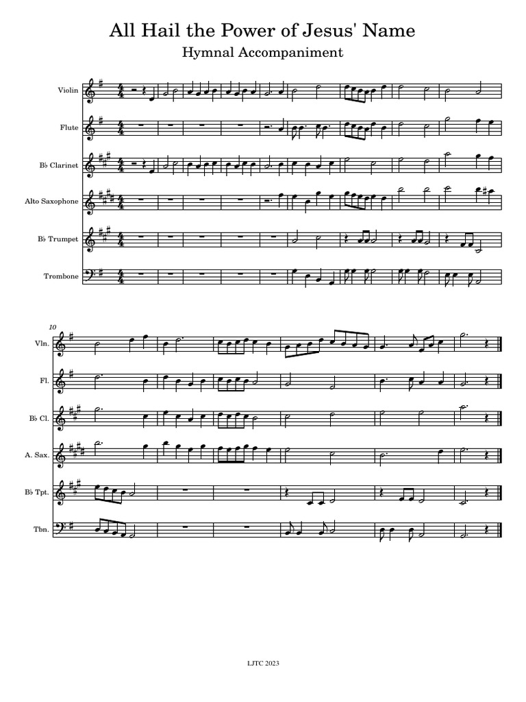 All Hail the Power of Jesus' Name Sheet | PDF | Woodwind Instruments ...