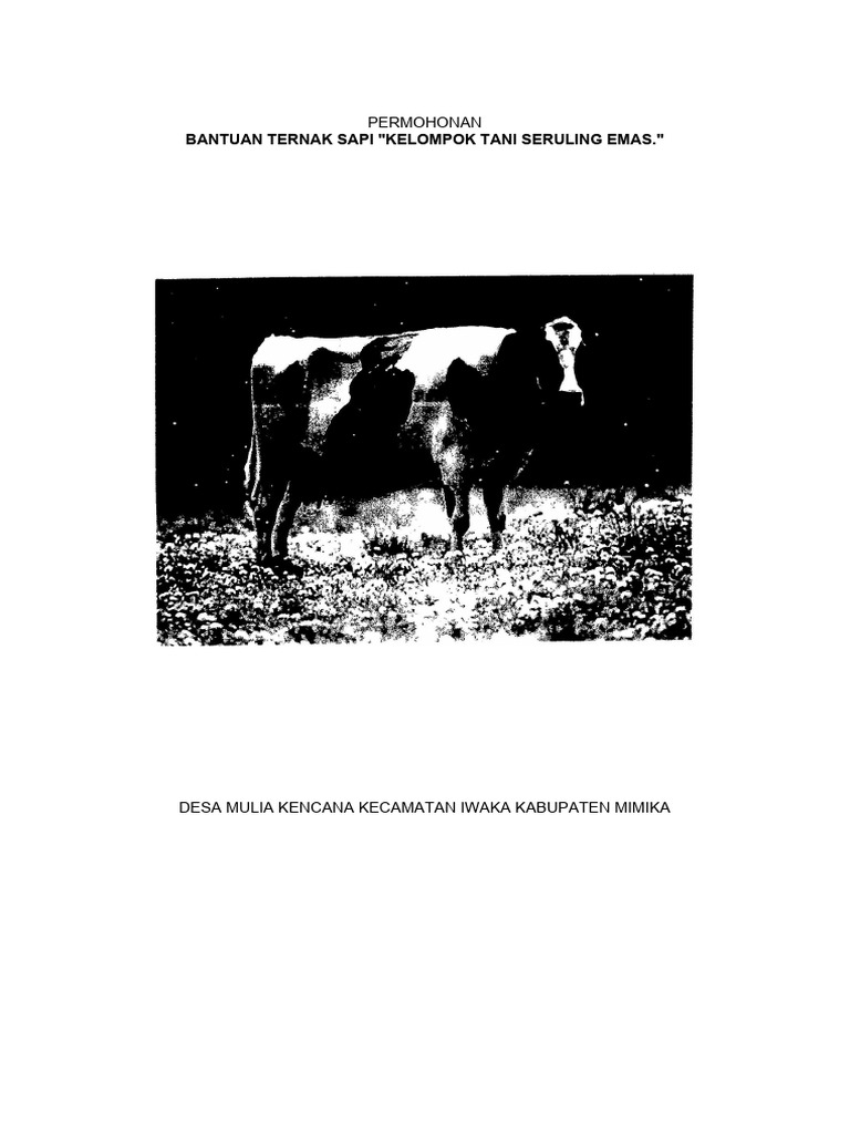 PERMOHONAN Bantuan Ternak Sapi | PDF