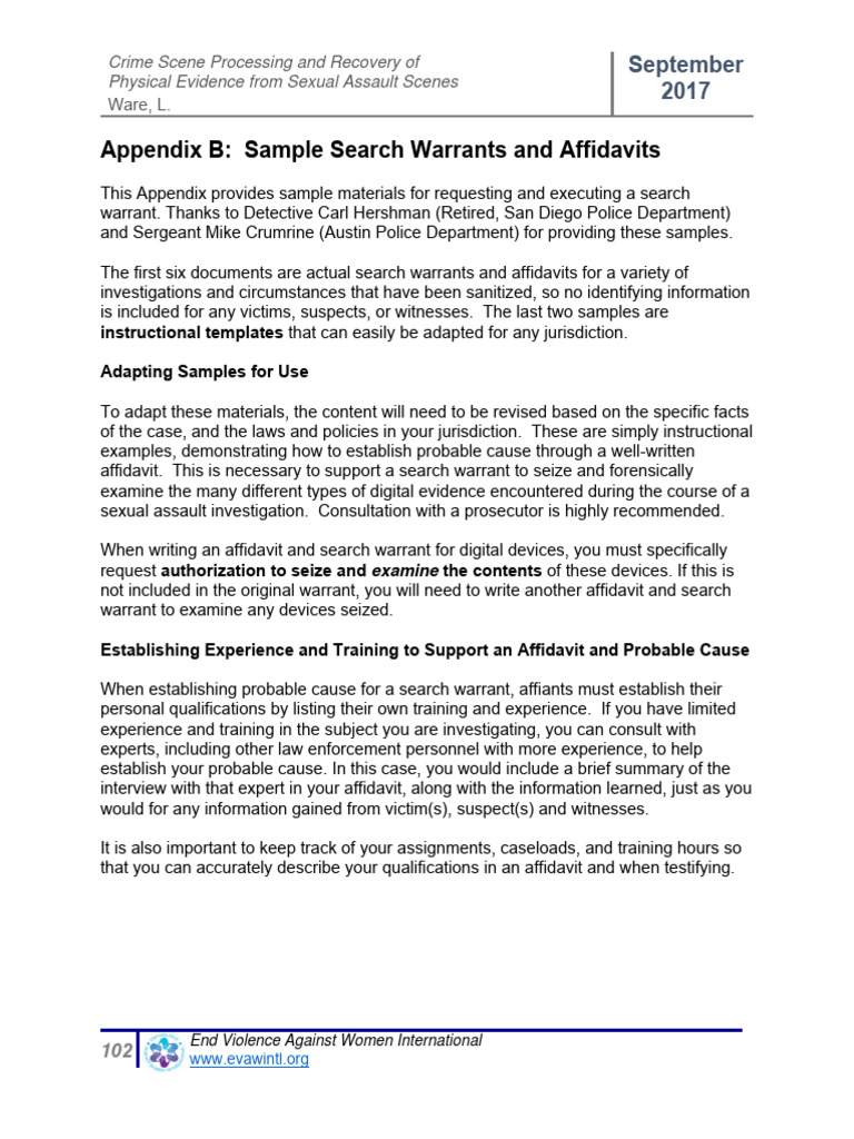 Sample Search Warrants for Investigations | PDF | Search Warrant ...