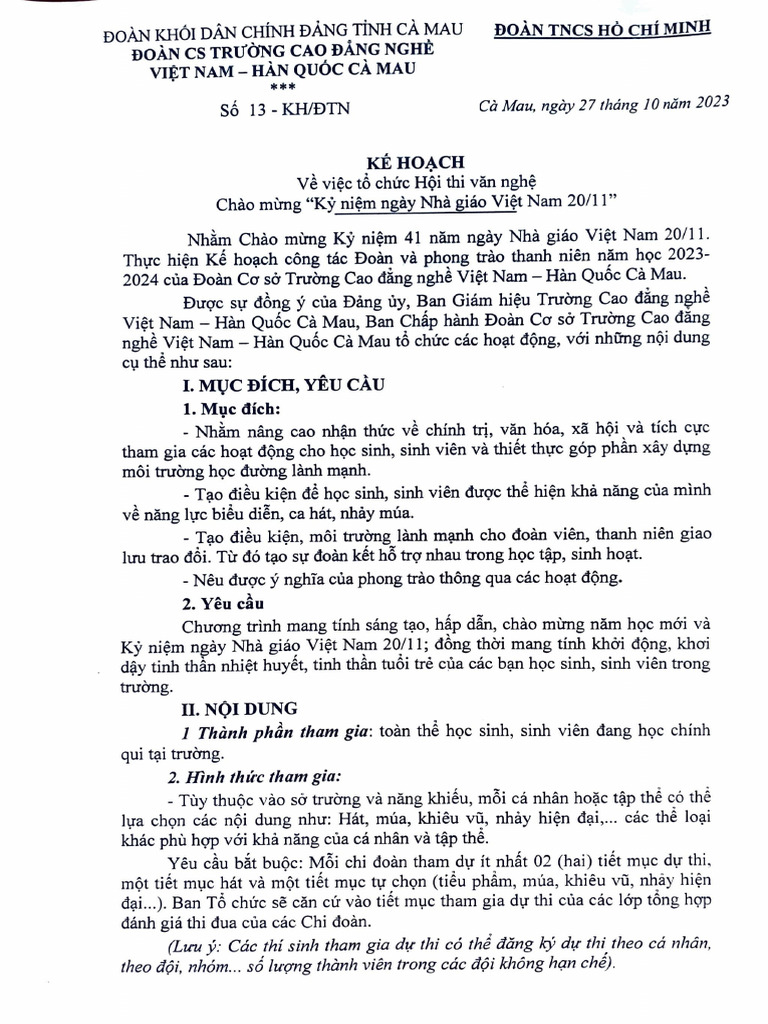 KH13 - Hoi Thi Van Nghe | PDF