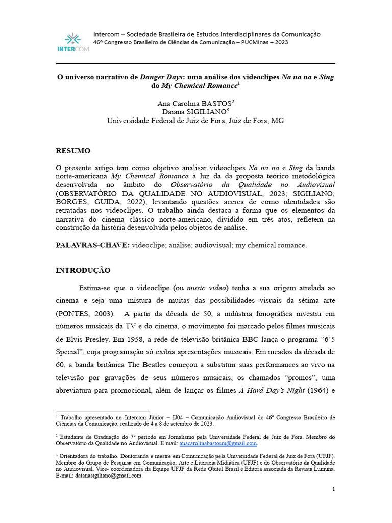 Análise dos Videoclipes "Na na na" e "Sing" | PDF