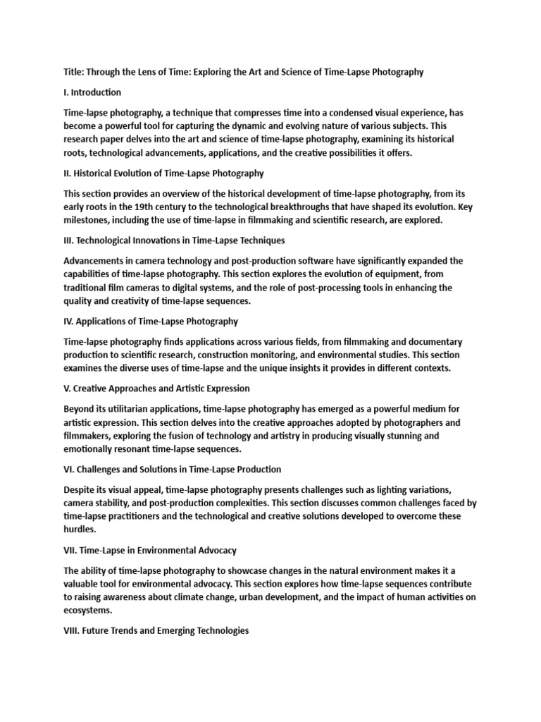 Through The Lens of Time Exploring The Art and Science of Time-Lapse ...