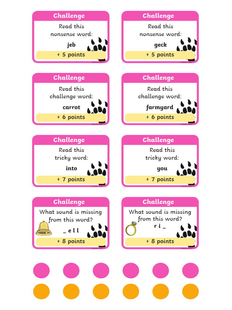 Phonopoly Game Cards and Counters | PDF