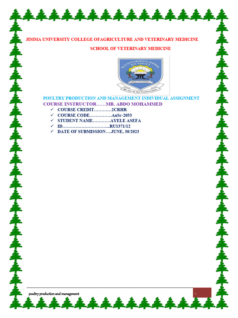 Poultry Production Assignment | PDF | Candidiasis | Broiler