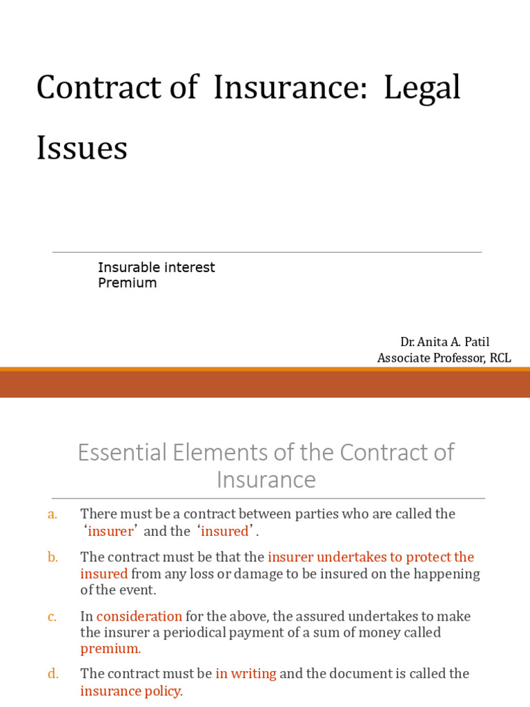 Legal Aspects of Insurance Contracts | PDF | Insurance | Lease
