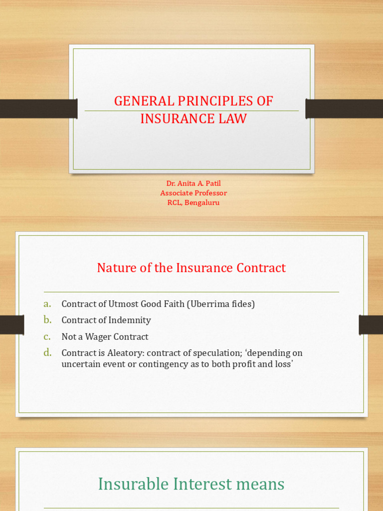 Unit 2 GENERAL PRINCIPLES OF INSURANCE LAW | PDF | Subrogation | Insurance