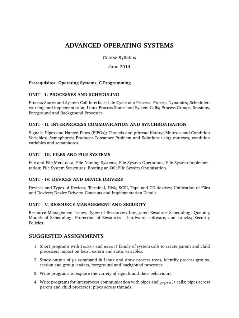Os Syllabus Pdf Operating System Scheduling Computing