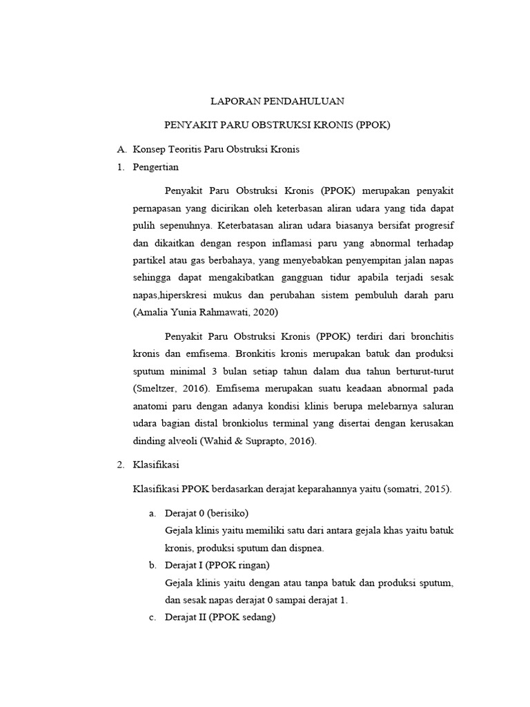 Laporan Pendahuluan Askep Ppok | PDF