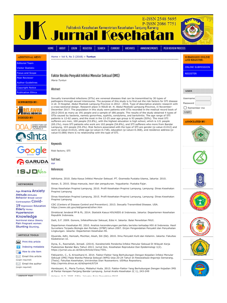 Faktor Resiko Penyakit Infeksi Menular Seksual (IMS) Tuntun Jurnal Kesehatan | PDF | Sexually ...