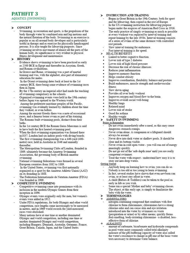 PATHFIT 3 Aasl | PDF | Swimming (Sport) | Swimming