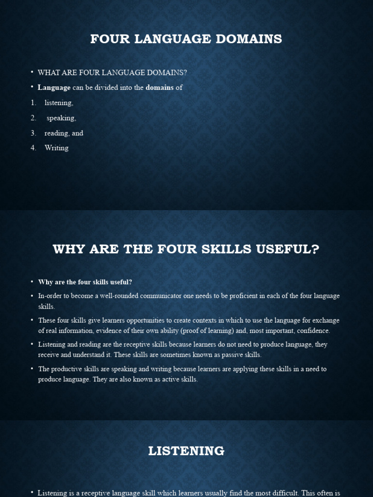 Understanding the Four Language Domains | PDF | Career & Growth