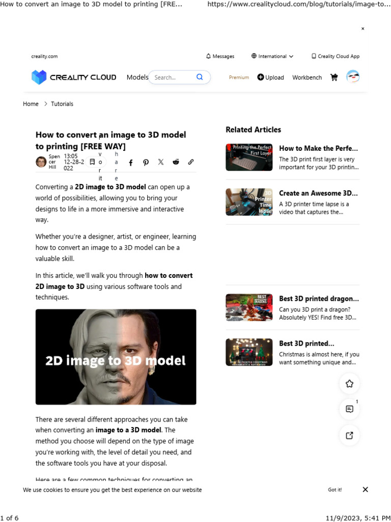 How To Convert An Image To 3D Model To Printing (FREE WAY) | Download Free PDF | 3 D Computer ...