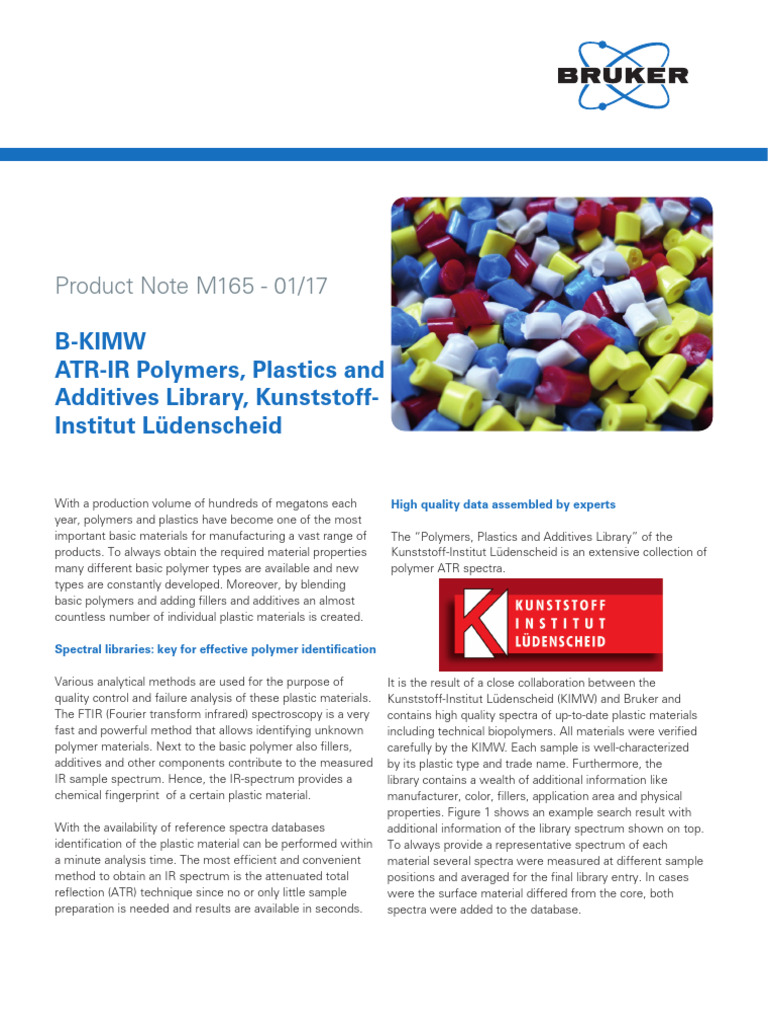 B-KIMW - PN - M165 - IR - Polymer - Library - EN | PDF | Infrared Spectroscopy | Spectroscopy