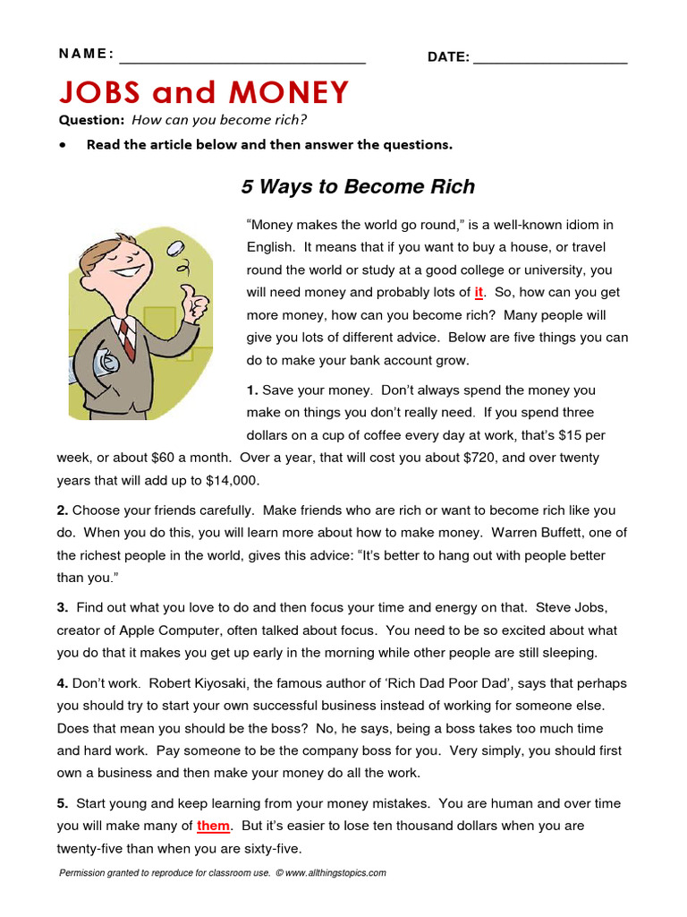 Lesson Money Rich | PDF | Reading Comprehension