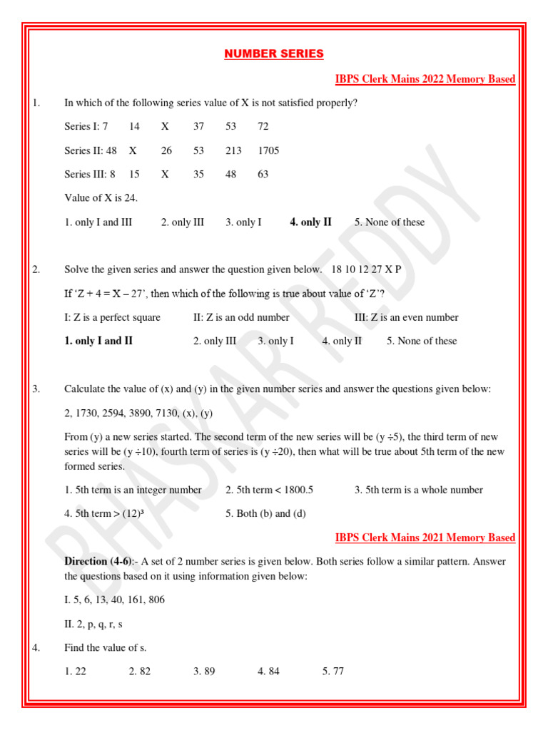 1 Number Series | PDF | Numbers | Mathematical Notation