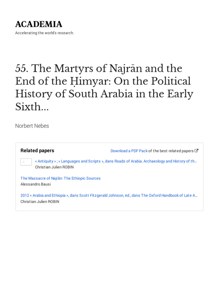 55.the Martyrs of Najran and The End of The Himyar. Leiden 2010 S. 27 ...