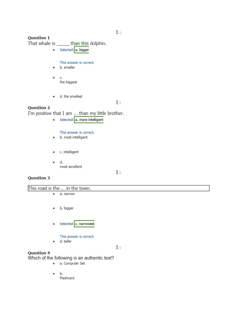 English Quiz Grade 6 | PDF