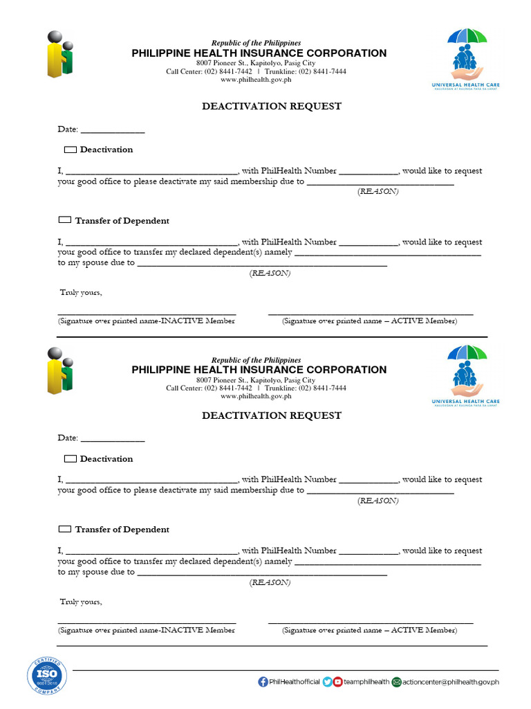 Deactivation Request | PDF | Public Finance | Financial Services