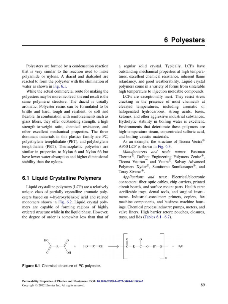 6 - Polyesters - 2012 - Permeability Properties of Plastics and Elastomers | PDF | Polyester ...