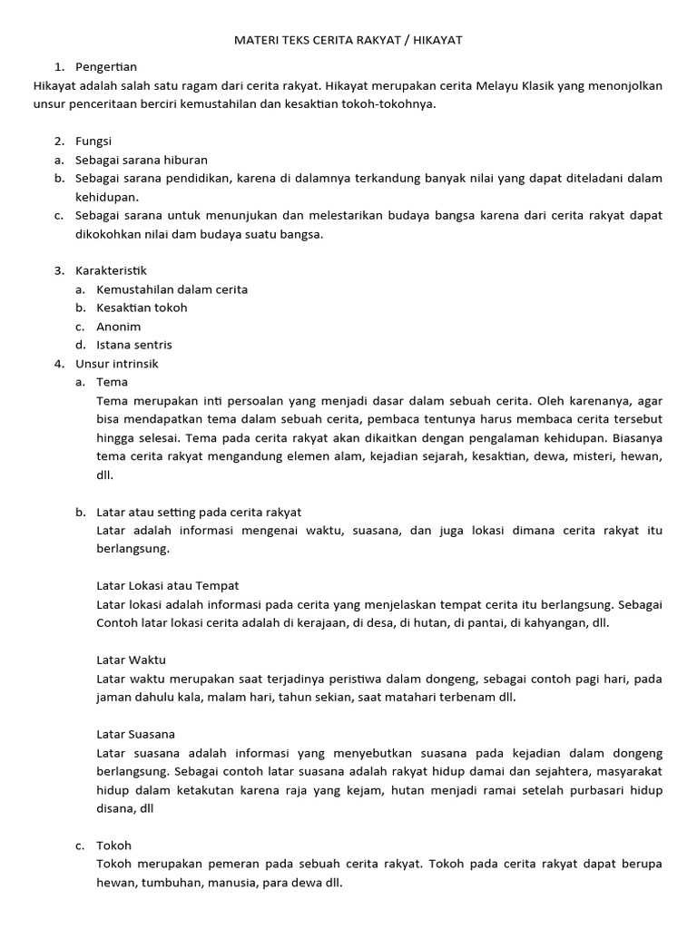 Materi Teks Cerita Rakyat | PDF