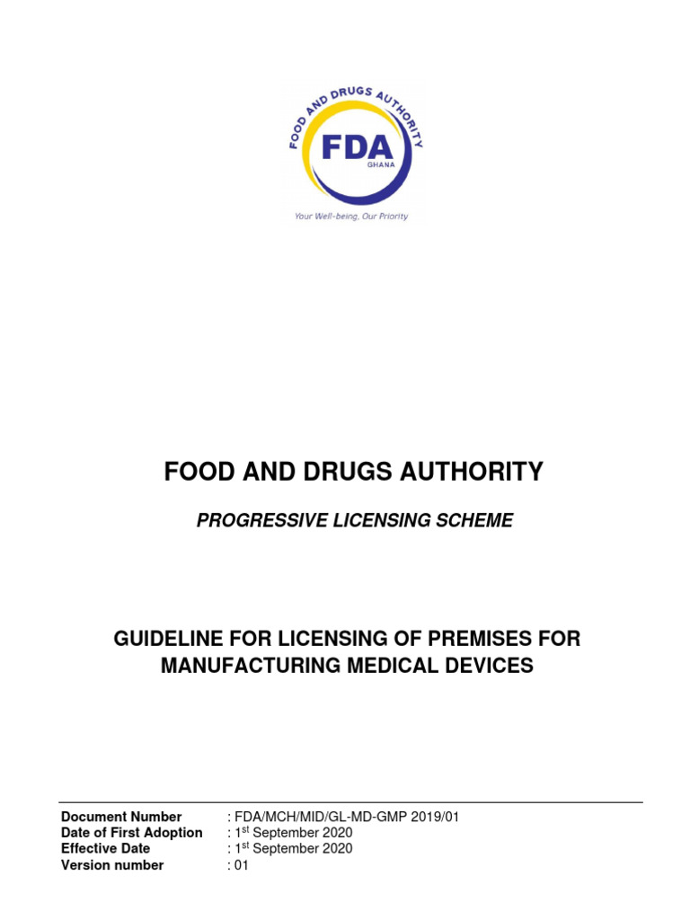 Guideline For Licensing of Premises For Manufacturing Medical Devices ...