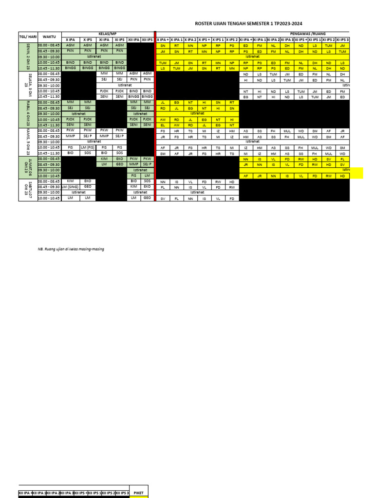 ROSTER UTS Ganjil 23-24 | PDF