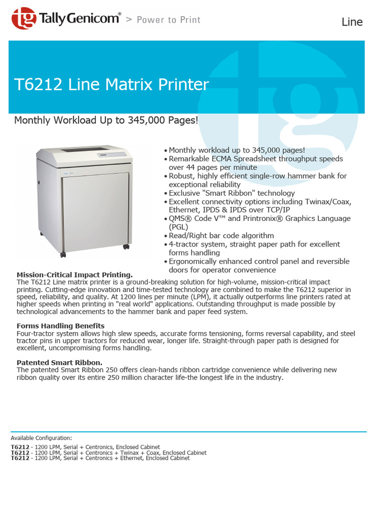 TALLYGENICOM T6212 User Guide | PDF | Printer (Computing) | Office ...