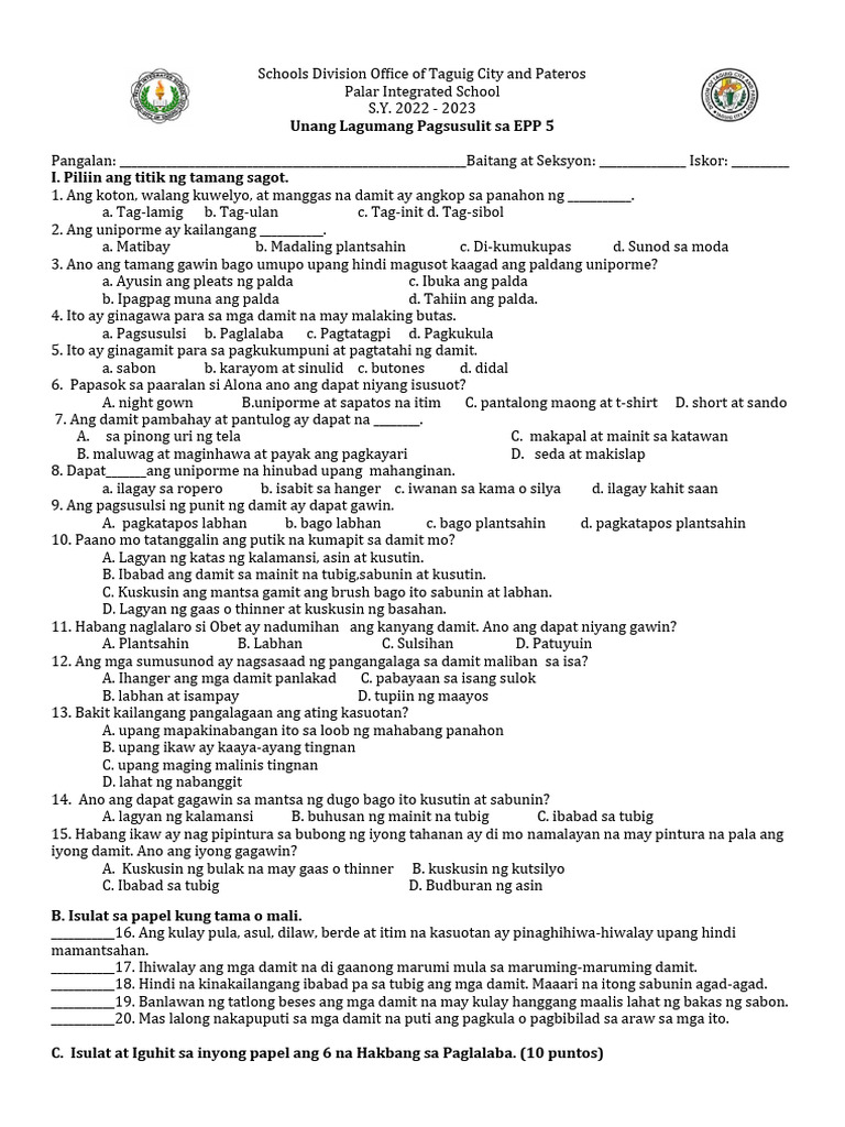 Epp Q3 Summative 1-3 With Tos | PDF