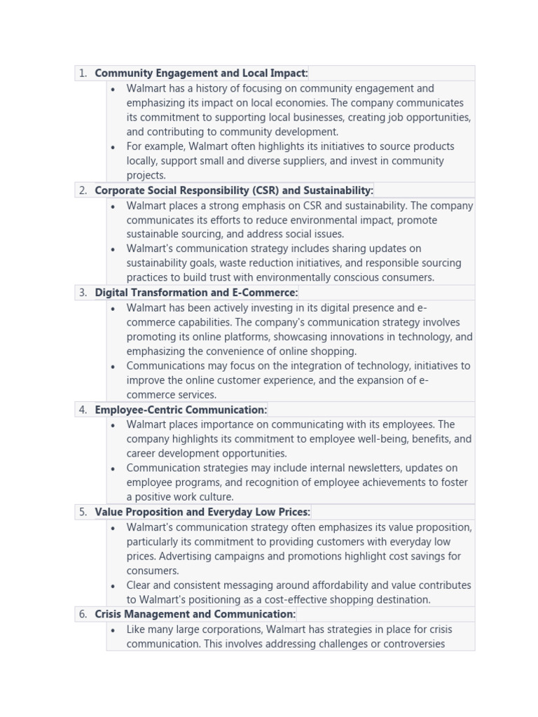 Communication Strategies of Wallmart | PDF | Walmart | Sustainability