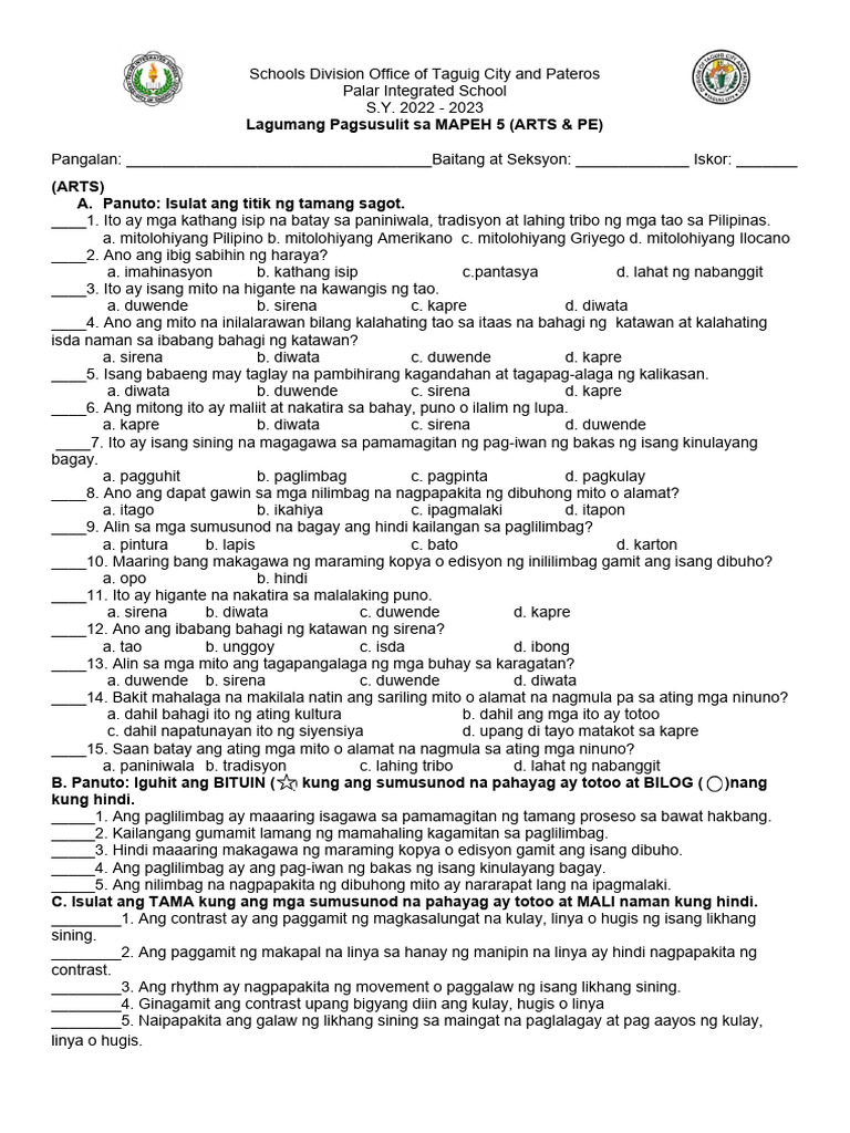 Mapeh Q3 Summative 1 With Tos | PDF