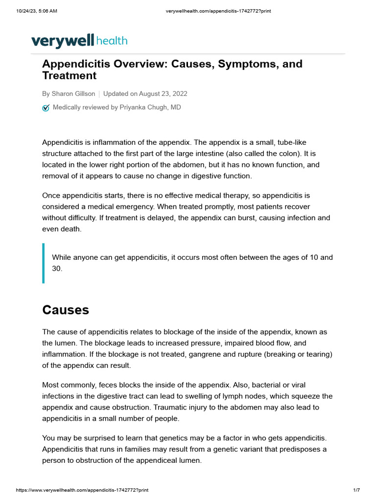 Appendicitis-1742772 Print | PDF | Health Sciences | Gastroenterology