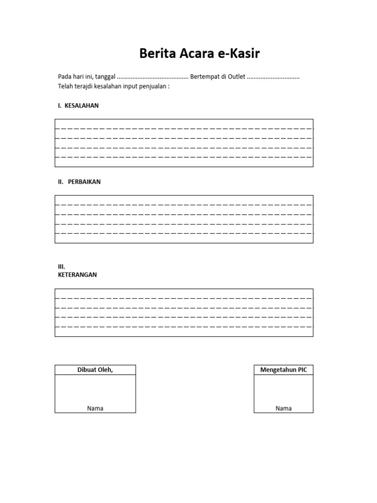 Berita Acara E-Kasir (1) | PDF
