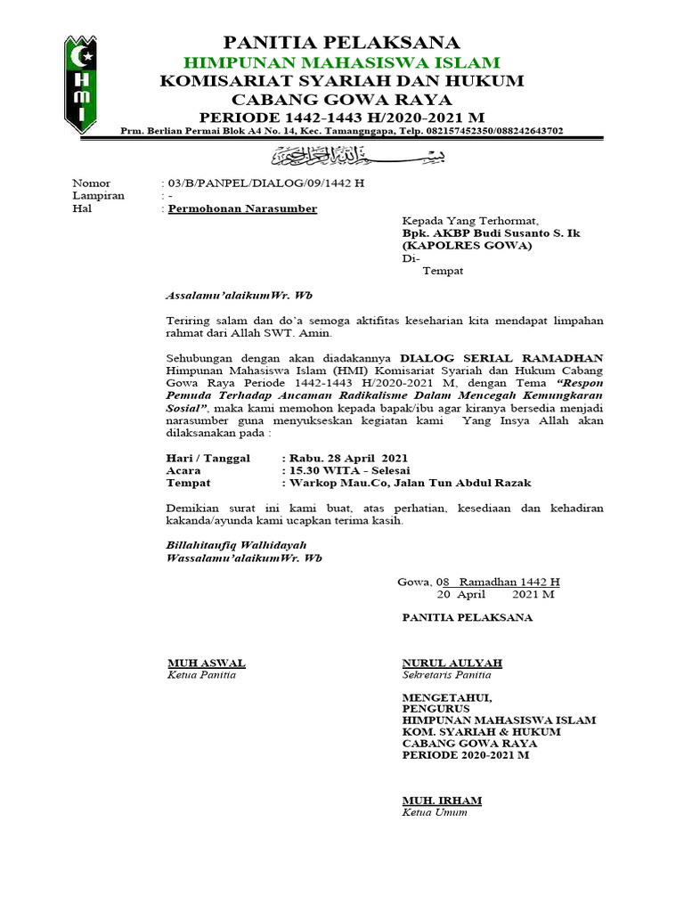 Undangan Narasumber DIALOG | PDF